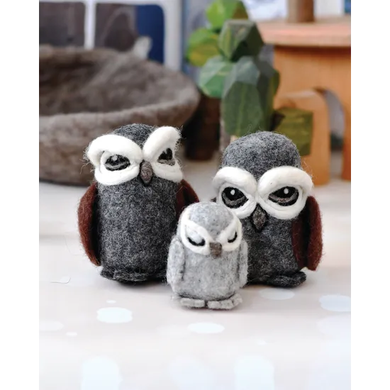 Felt Owl Family Set of 3