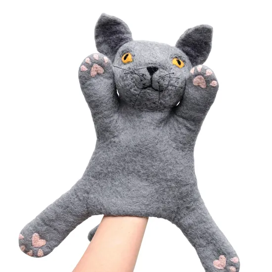 Felt Hand Puppet British Shorthair Grey Cat - MTA Catalogue