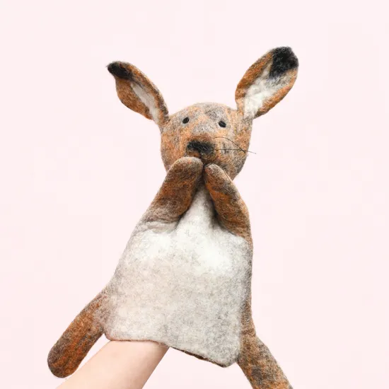 Felt Hand Puppet Brown Hare Rabbit