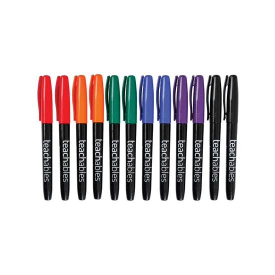 Teachables Thinline Permanent Markers Assorted – Pack of 12