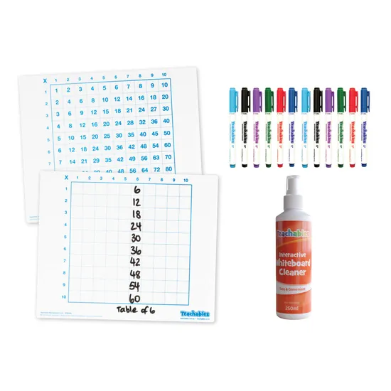 Teachables Mini Whiteboard – Multiplication Grid Kit, Set of 67