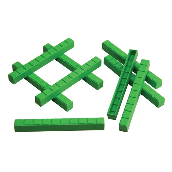 Teachables Eco-Plastic Base Ten Longs – Green, Set of 50