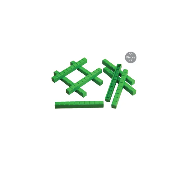 Teachables Eco-Plastic Base Ten Longs – Green, Set of 100