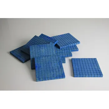 Teachables Eco-Wood Base Ten Hundred Flats – Blue, Set of 10