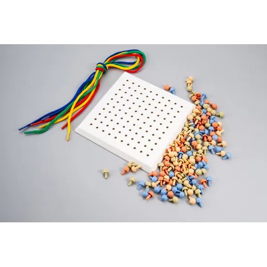 Lace & Peg Board Set - Cognitive & Fine Motor, Natural Colours