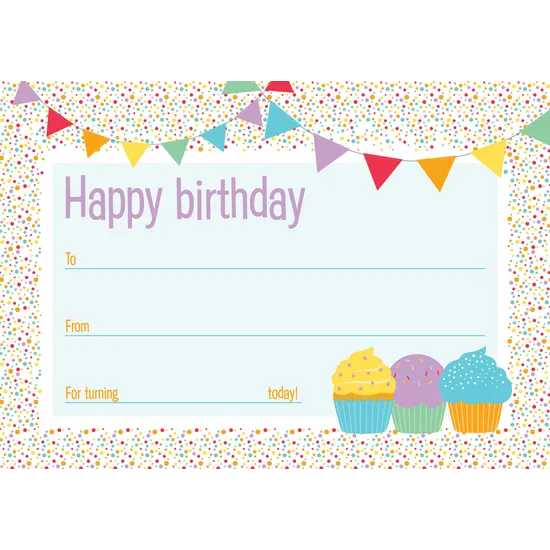 Teachables Happy Birthday Certificates Rainbow – Pack of 20