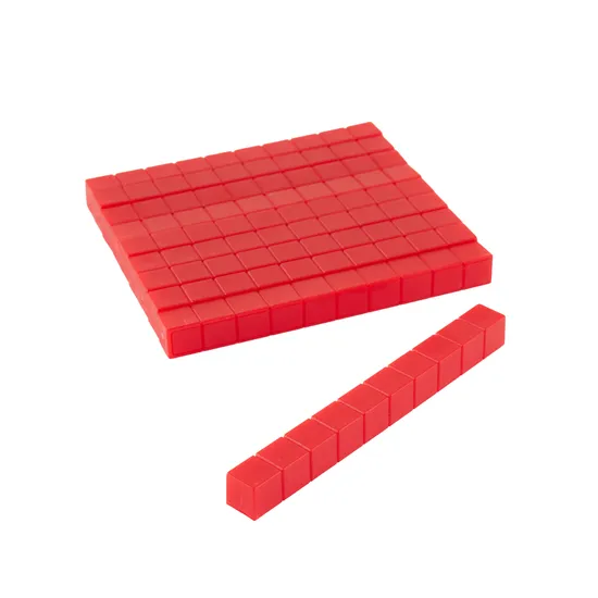 Teachables Base Ten MAB Longs – Plastic, Red, Set of 10