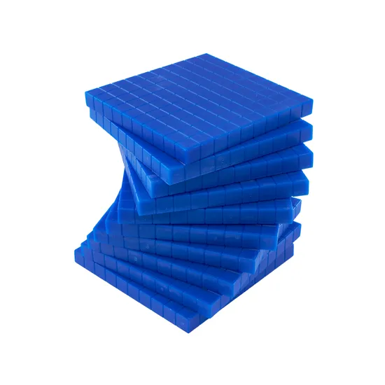 Teachables Base Ten MAB Flats – Plastic, Blue, Set of 10