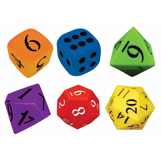 Teachables PVC Polyhedra Dice Kit – Set of 6