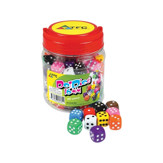 Teachables Dice – 16 mm Dots, Jar of 100
