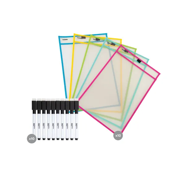 A3 Write & Wipe Sleeves & Pens Kit