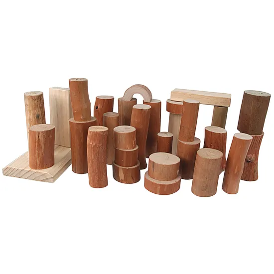 Barkless Wooden Log Blocks - 27 Pieces