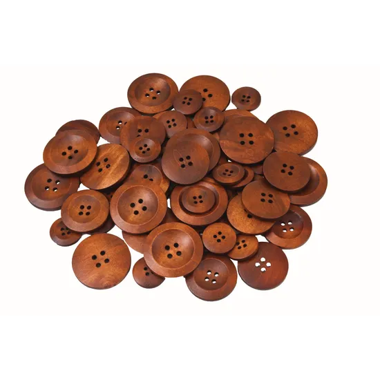 Natural Wooden Assorted Buttons - Pack of 50