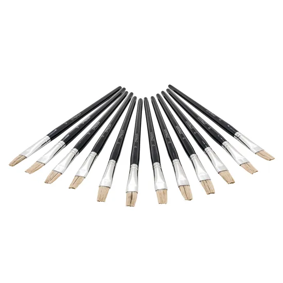 Flat Bristle Paint Brush Size 12 - Pack of 12
