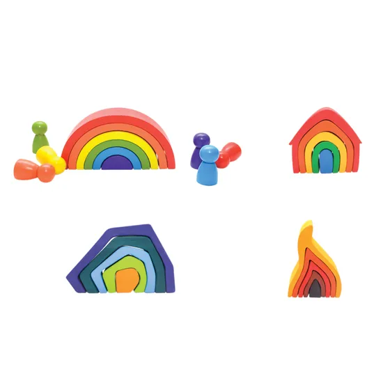 Rainbow Wooden Nesting Blocks - 27 pieces